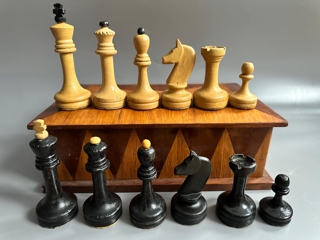 Variety Tal Chess Set in Good Condition After Repainting No Weights ...
