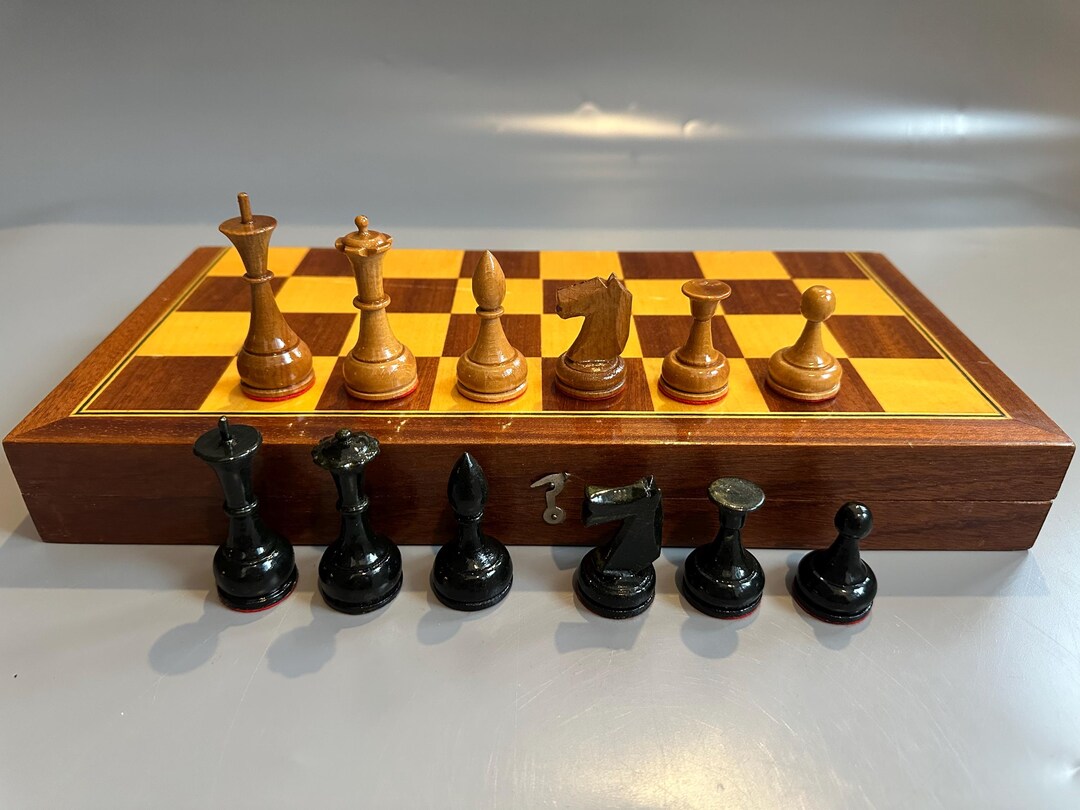 Bulgarian Wood Chess Set With Chess Board 80s Vintage in Very Good ...