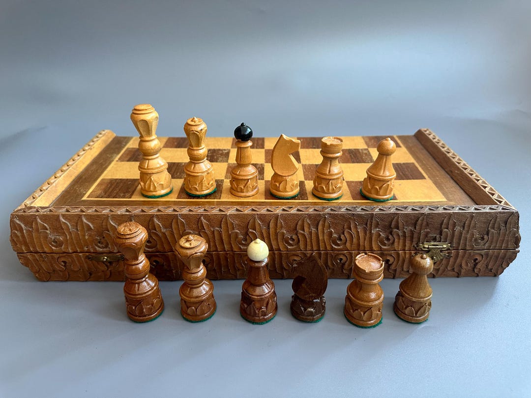 German Wooden Chess Set 1970s Chess Pieces With Weights Great Christmas ...