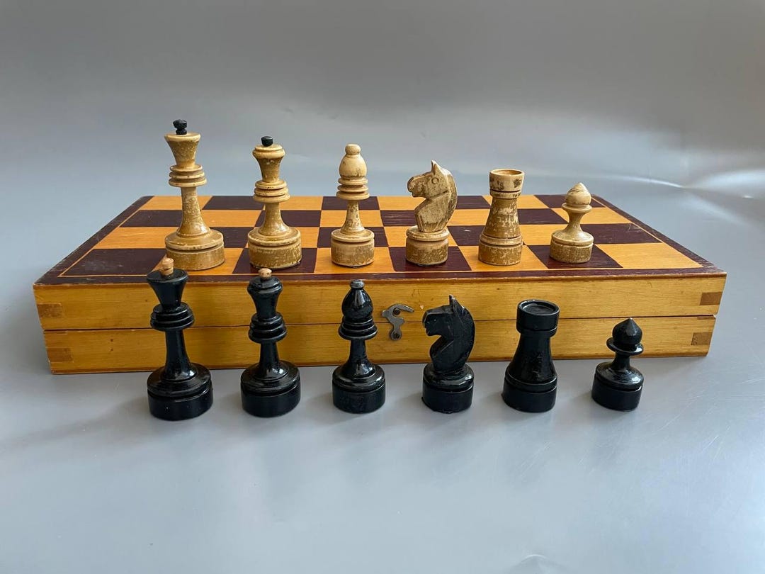 Wood Chess Set USSR in Good Condition Soviet Chess Set Wood Chess Board ...