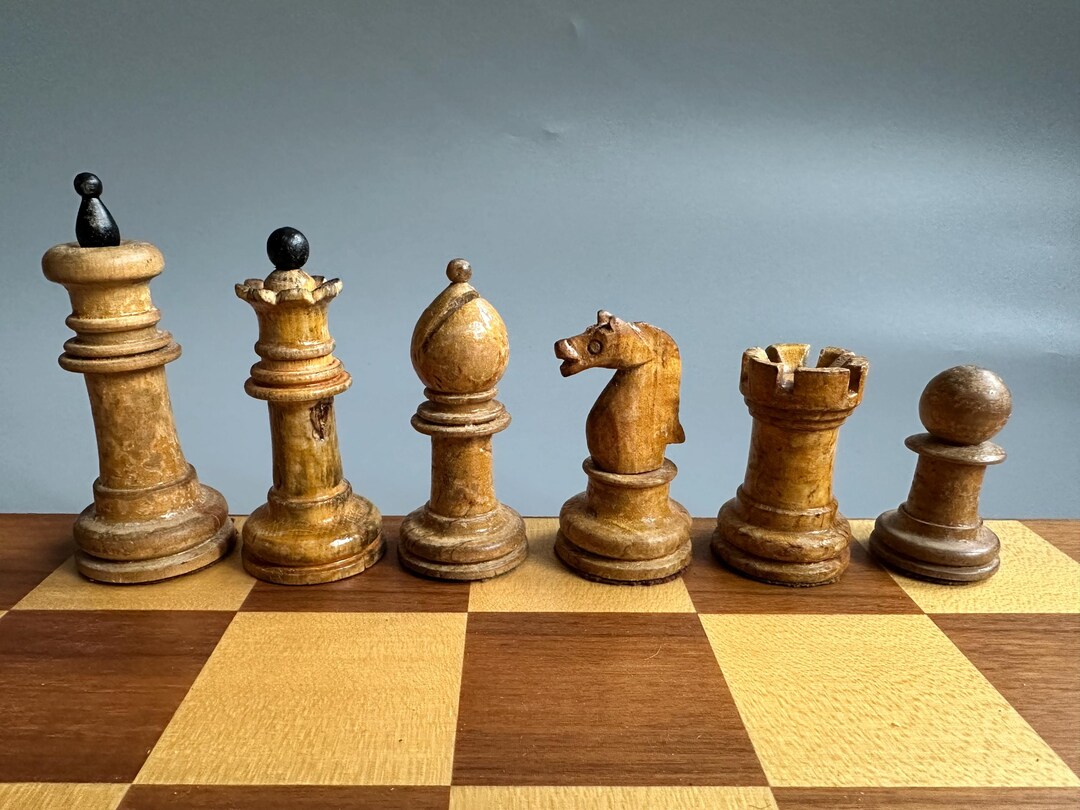 A Russian Chess Set Made of Karelian Birch From the Tsarist Era in Very ...