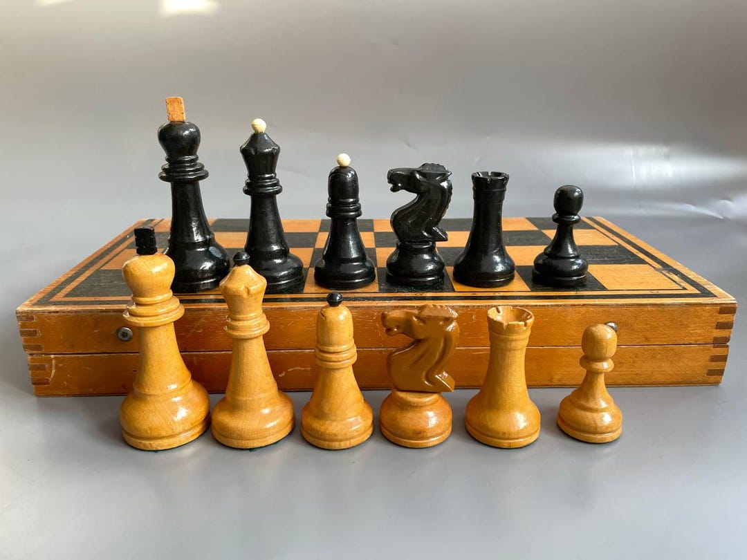 Wooden Chess Set USSR in Good Condition. Chess Board Set. Plastic ...