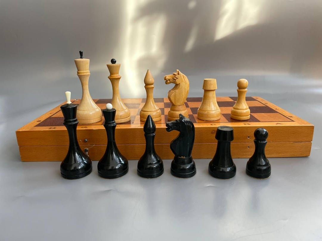 Wooden Chess Set USSR in Good Condition. Chess Board Set. Wooden ...