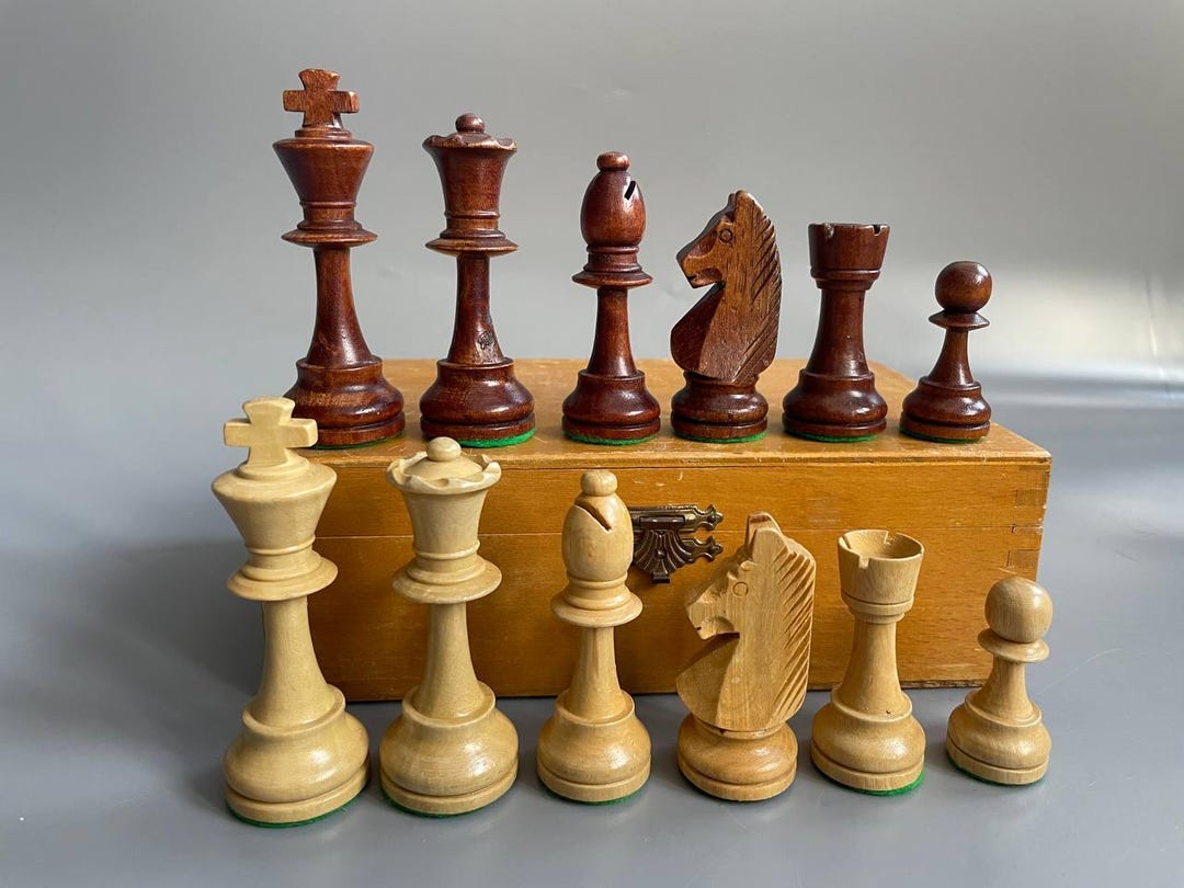 Wooden Staunton Chess Set 80s Vintage With Original Chess Box Wood ...