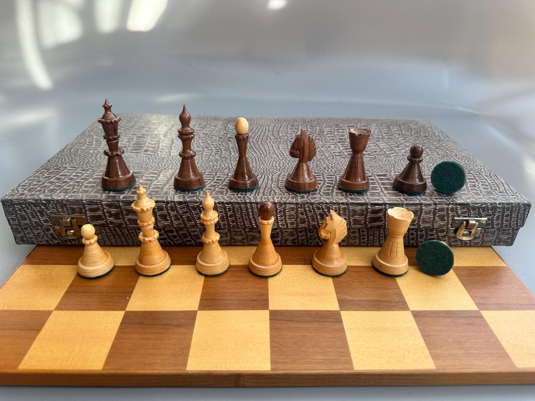 German Wooden Chess Set 1970s Chess Pieces With Weights Great Chess ...