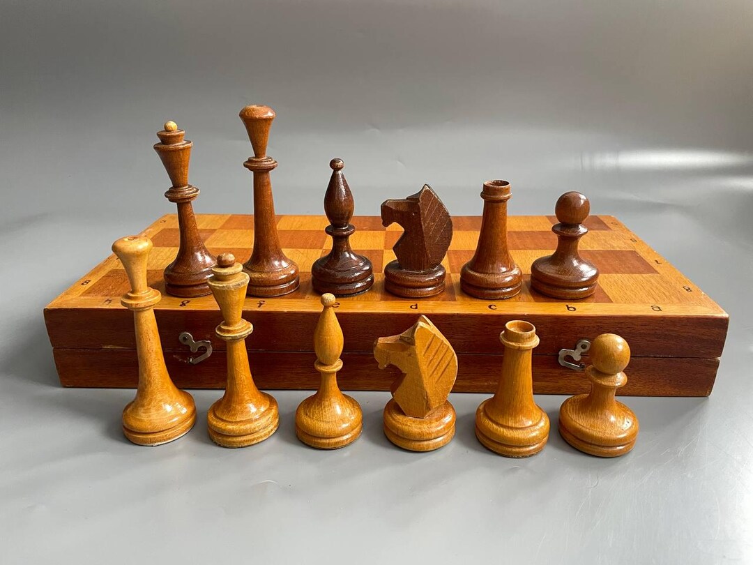 Wooden Chess Set USSR in Good Condition Soviet Chess Set Wood Chess ...