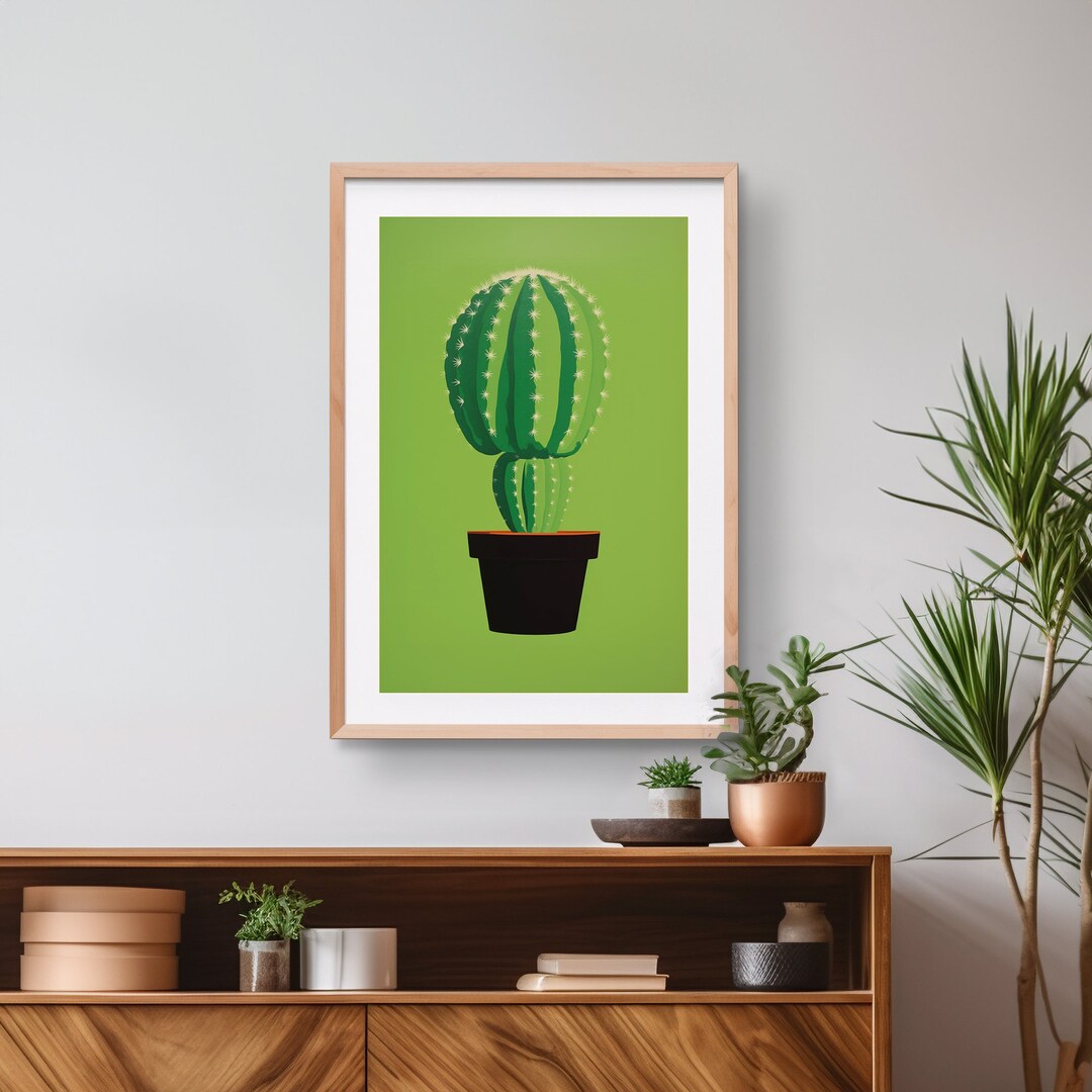 Cactus on Green, Retro Poster, Cacti, Country House Deco, Printable ...