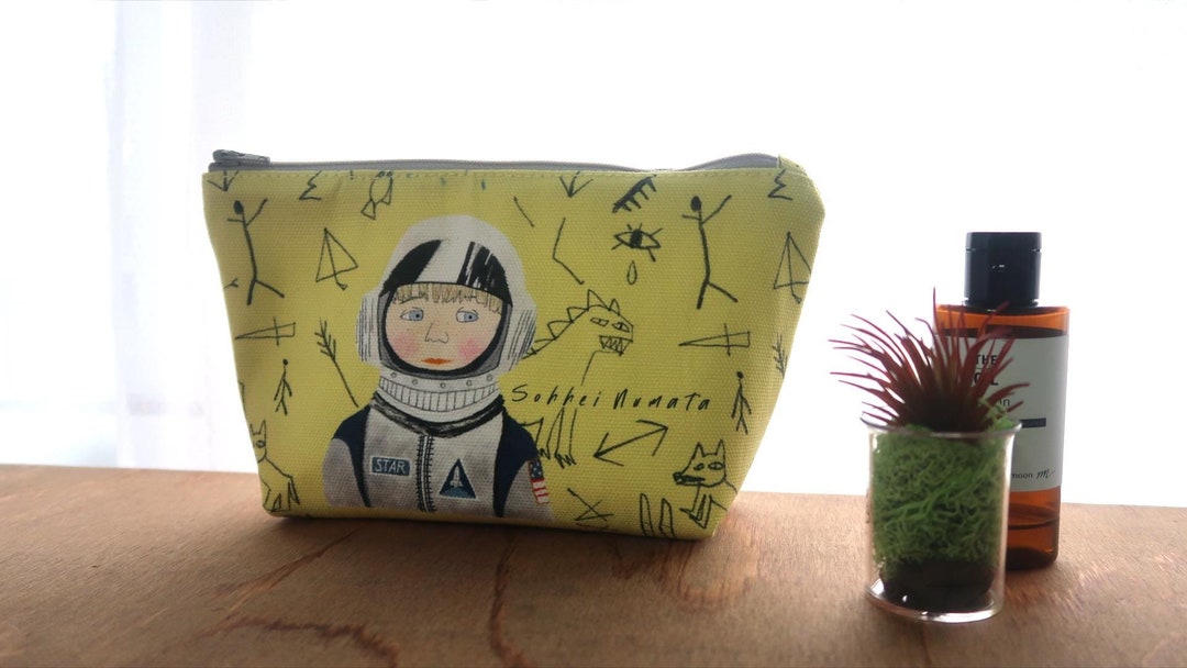 Yellow Linen Astronaut Boy Pouch Multi-purpose Cosmetic, Daily ...