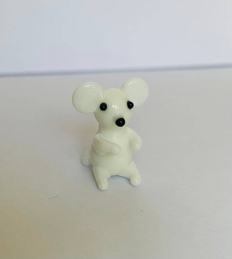 Tiny Handmade White Mouse Lampwork Glass Animal Figure - Etsy UK