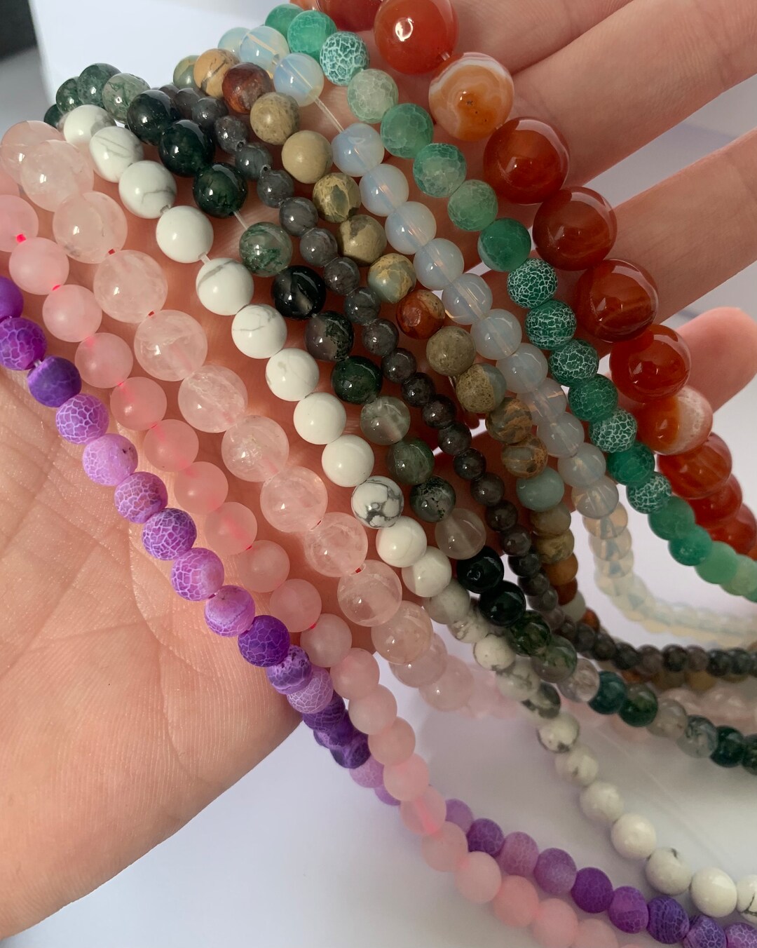 10 Strands Round Natural Gemstone Bead Pack 4 10mm - Etsy UK