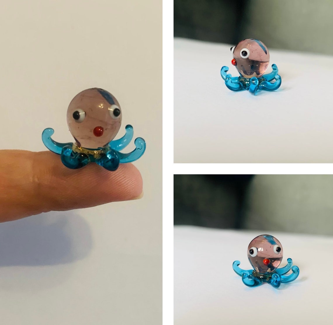Tiny Handmade Blue & Purple Octopus Lampwork Glass Animal Figure - Etsy