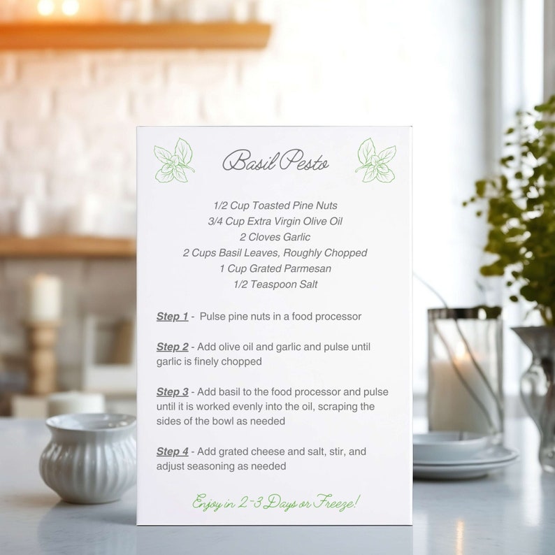 Printable Basil Pesto Recipe Card: Kitchen Decor (instant Download) - Etsy