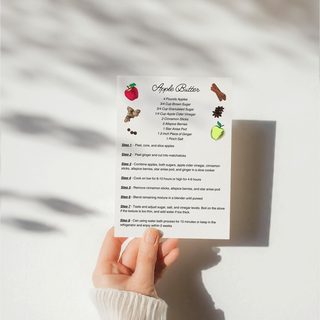 Printable Apple Butter Recipe Card: Kitchen Decor (instant Download) - Etsy