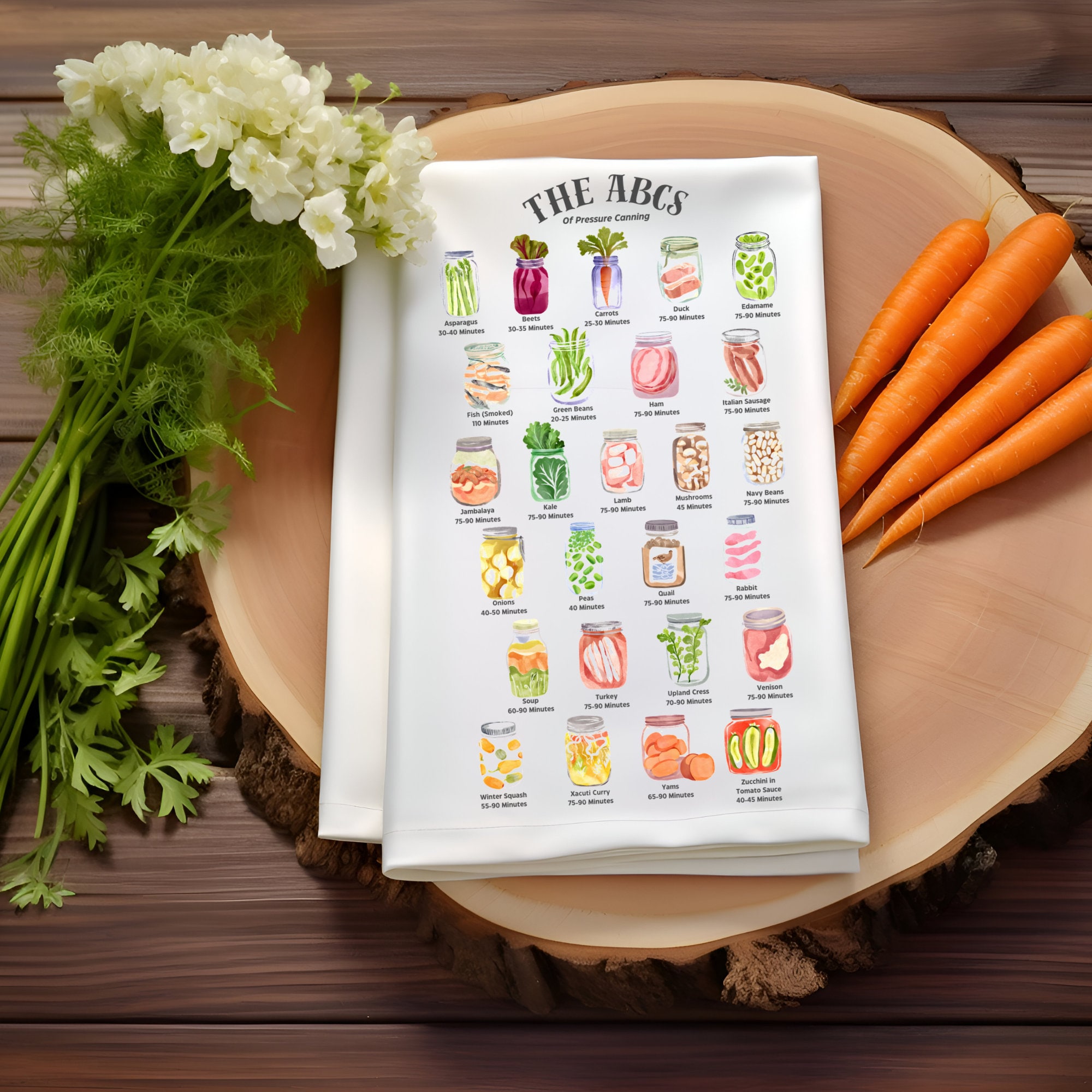 Pressure Canning Times Kitchen Towel: A-Z Food Preservation Chart - Etsy