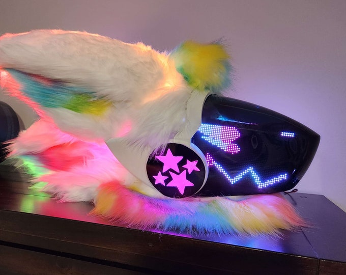 Protogen Pastel Rainbow and White Fursuit Head - Etsy