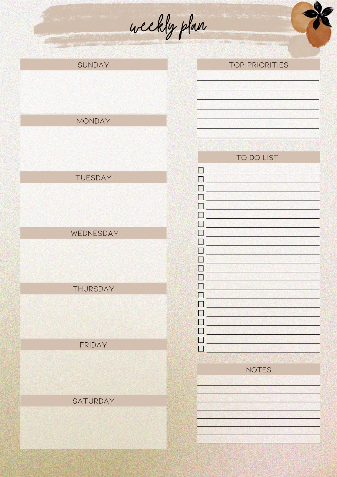 Monthly Plan, Weekly Plan, Daily Plan, Meal Plan, to Do List Digital ...