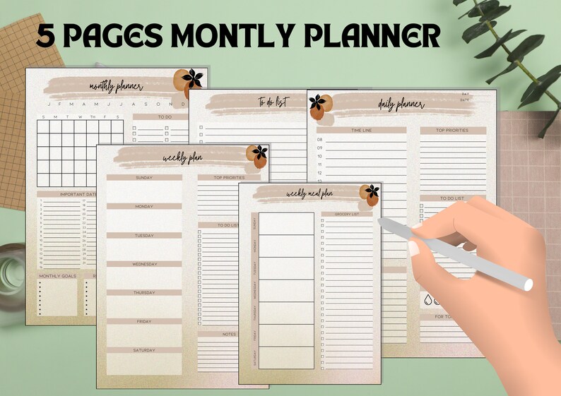 Monthly Plan, Weekly Plan, Daily Plan, Meal Plan, to Do List Digital ...