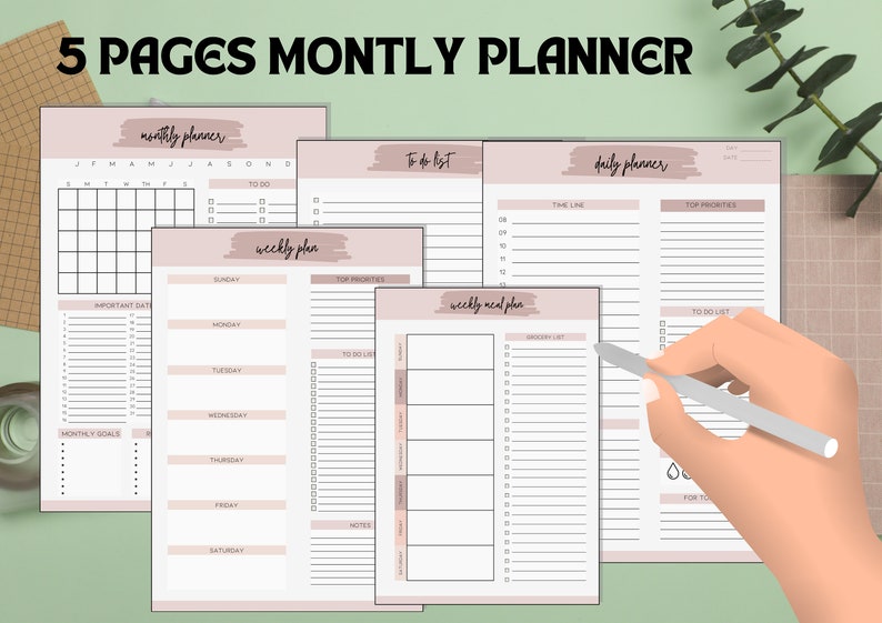 Monthly Plan, Weekly Plan, Daily Plan, Meal Plan, to Do List Digital ...