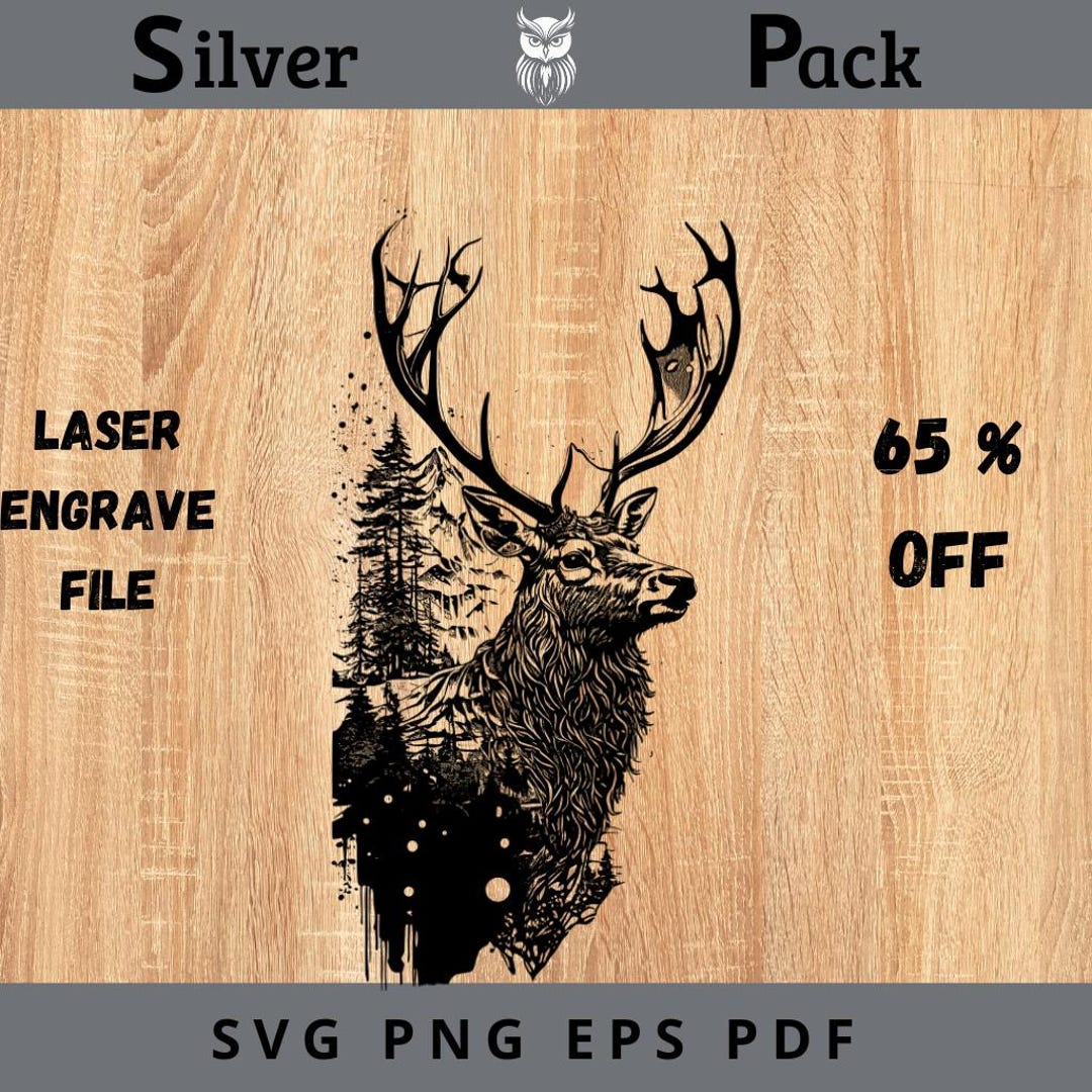 Silver Pack® Intricate Stag Laser Engraving Design PNG_SVG_PDF_EPS ...