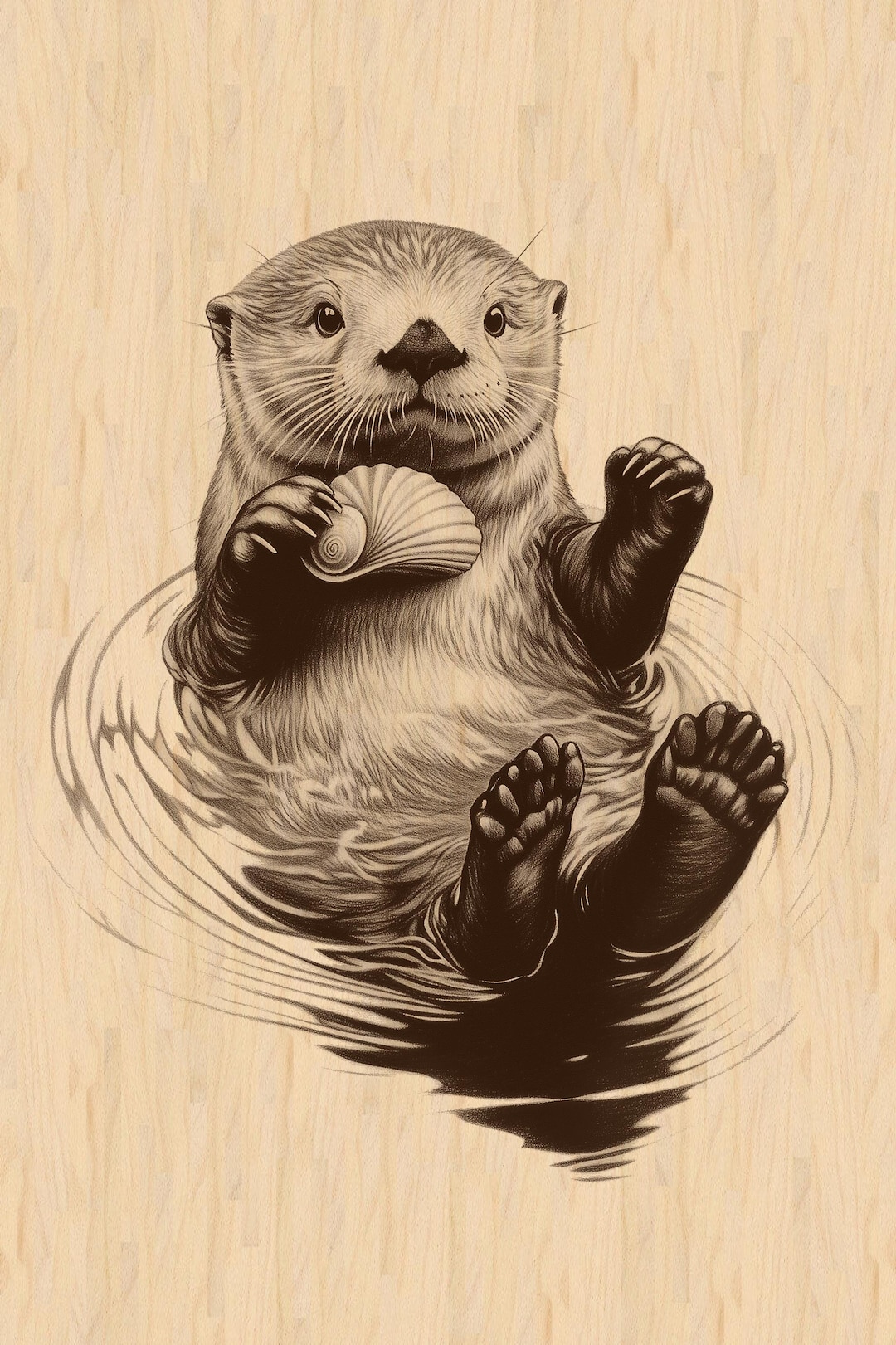Silver Pack®! Sea Otter With Shell Laser Engraving File PNG, JPEG High ...