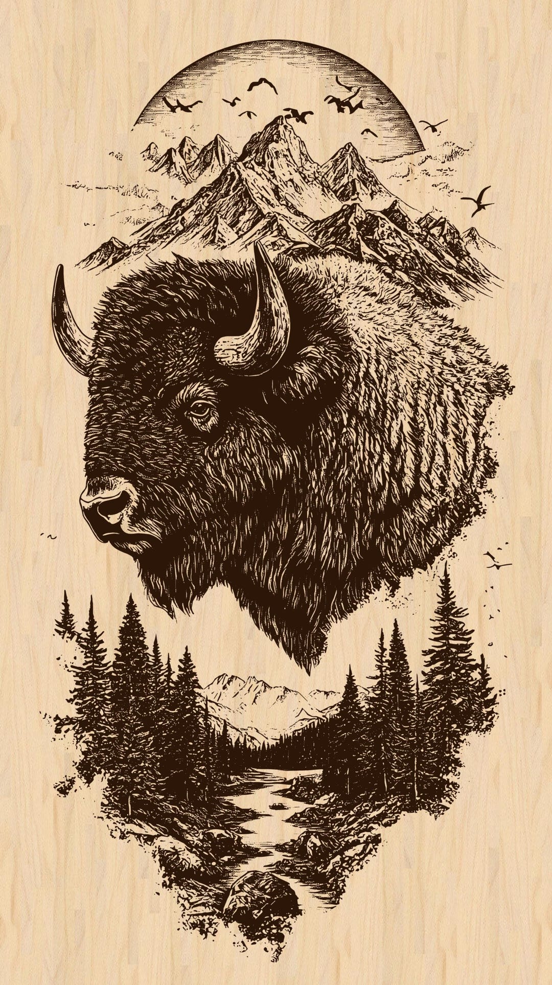 Silver Pack®! Bison Laser Engraving File PNG_SVG_PDF_EPS, High Detail ...