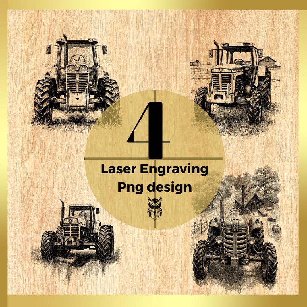 Golden Pack®! Rustic Tractors Laser Engraving Design PNG - Tractor ...