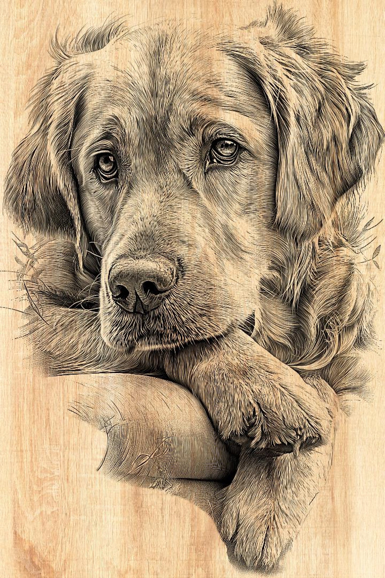 Silver Pack®! Golden Retriever Resting Laser Engraving File PNG, JPEG ...
