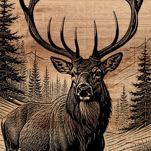 Silver Pack® Enchanted Elk in Snowy Forest Laser Engraving Design PNG ...