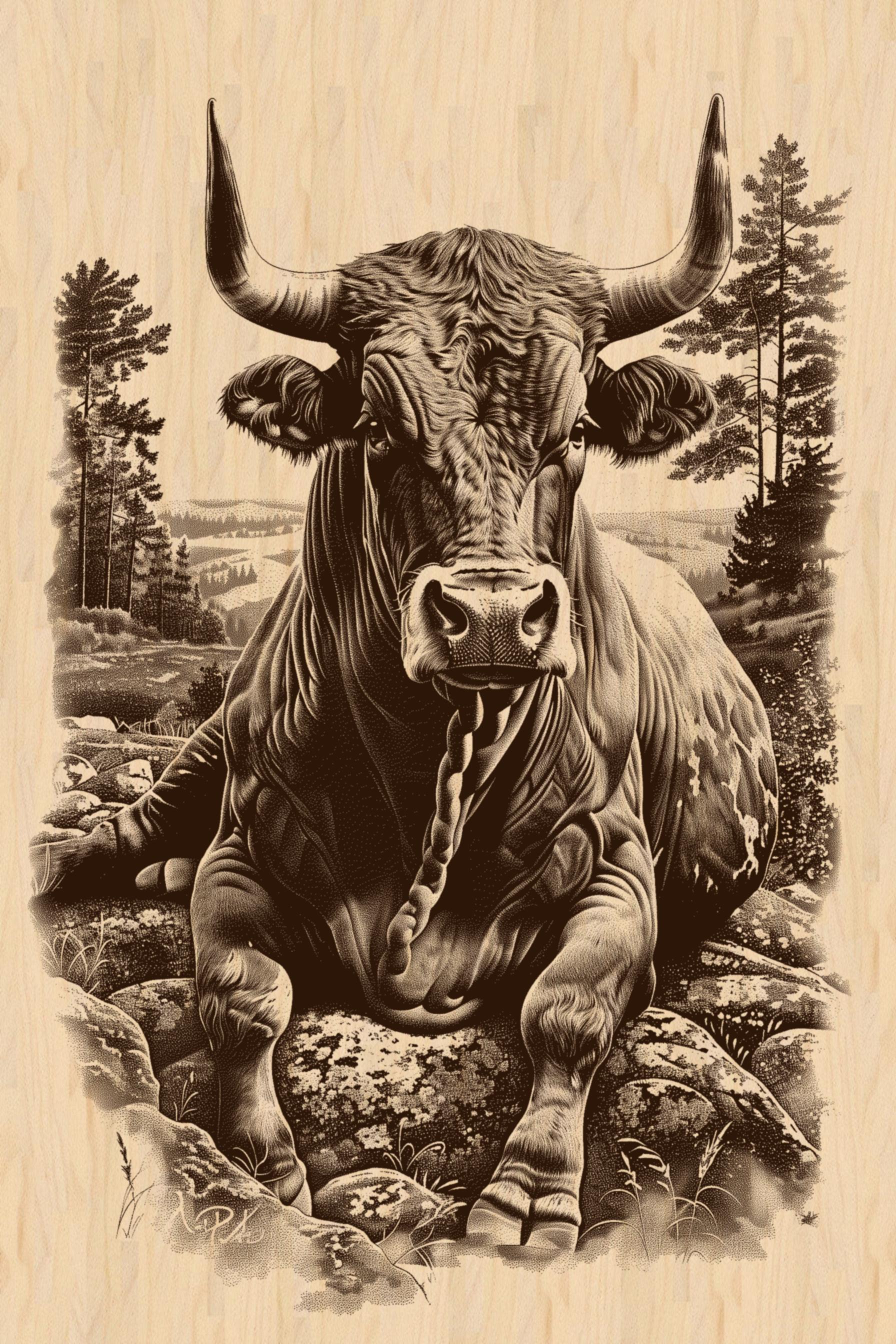 Silver Pack®! Majestic Bull Laser Engraving File PNG, JPEG High ...