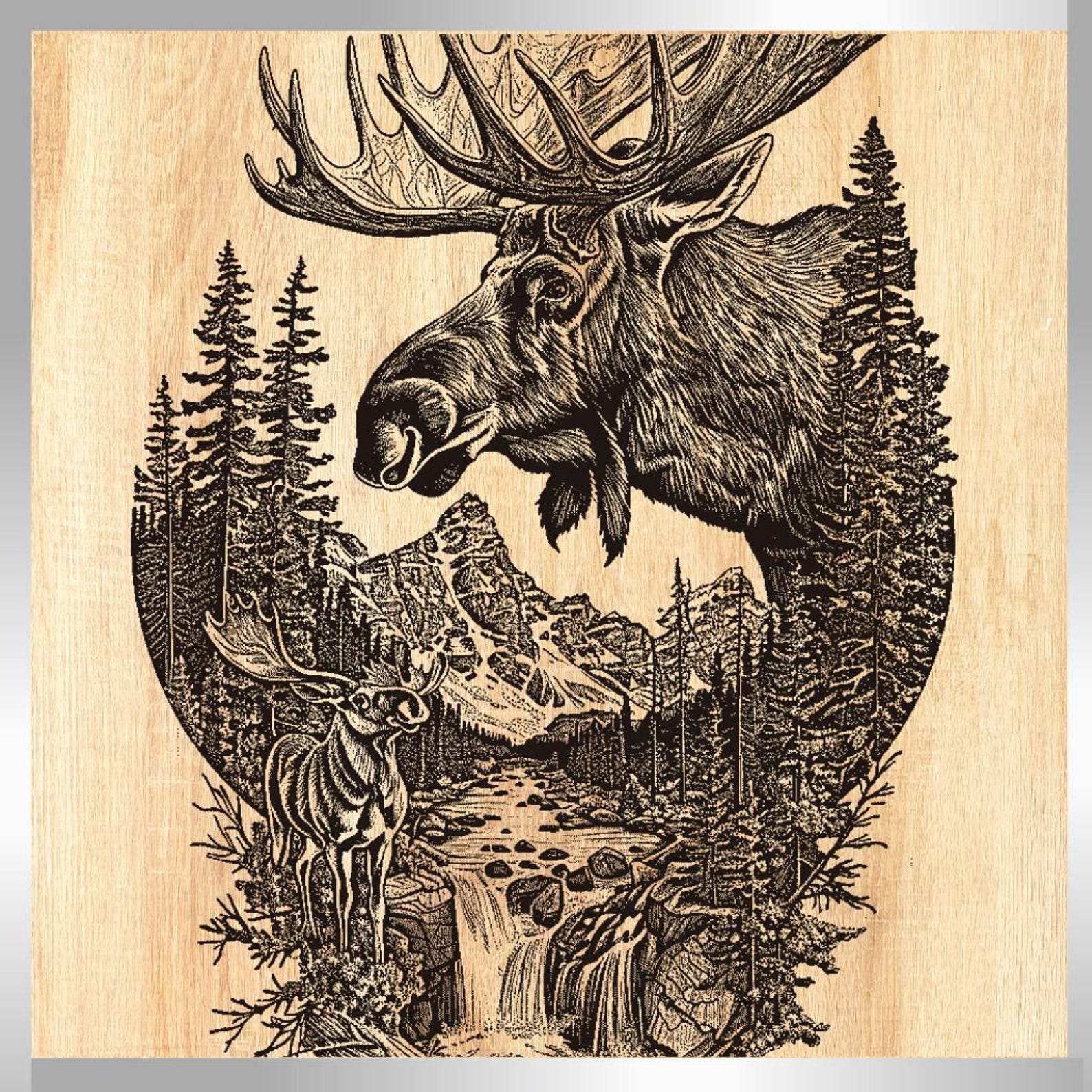 Silver Pack®! Moose Laser Engraving File PNG_SVG_PDF_EPS, Mountain ...