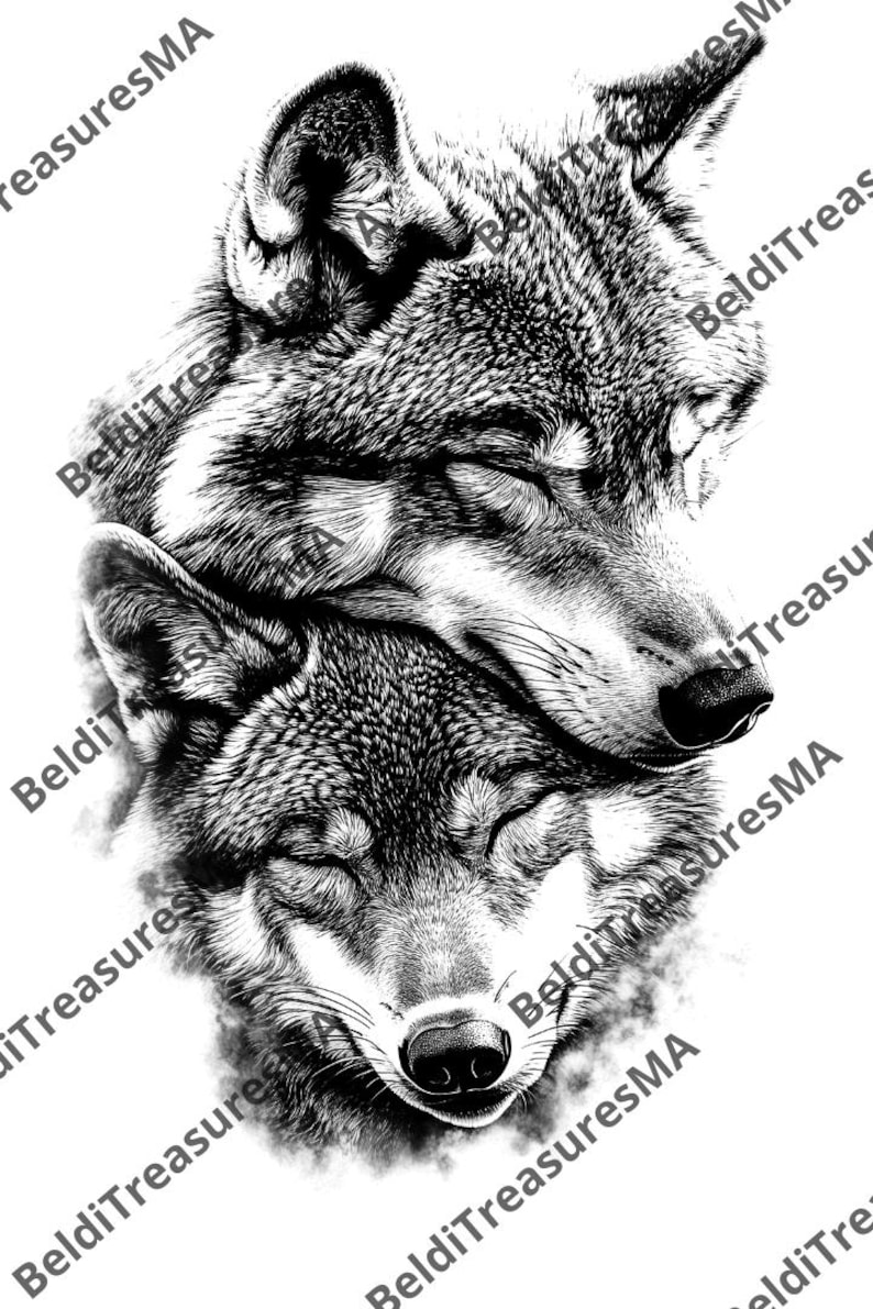 Silver Pack®! Two Wolves Cuddling Scene Laser Engraving File PNG, JPEG ...