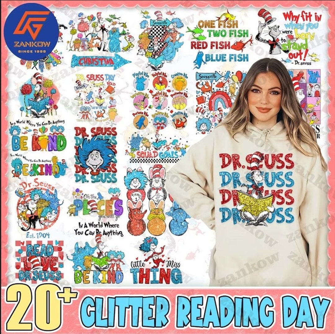 20 Glitter Sequin Read Season Bundle Png, Thing 1 Thing 2 Png, Read ...