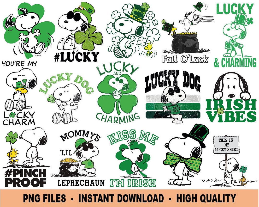 Peanuts St. Patrick's Snoopy Lucky Clover PNG - Etsy
