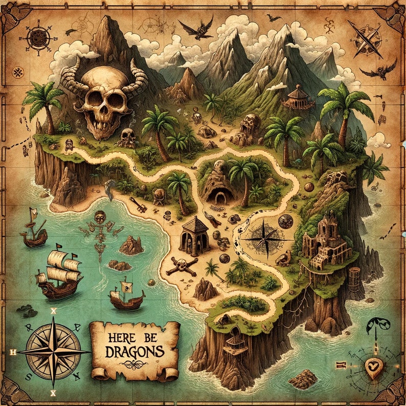 Dragon's Lair Leather Treasure Map Mouse Pad (9"x9") - Etsy