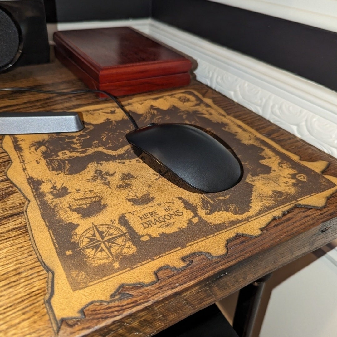Dragon's Lair Leather Treasure Map Mouse Pad (9"x9") - Etsy