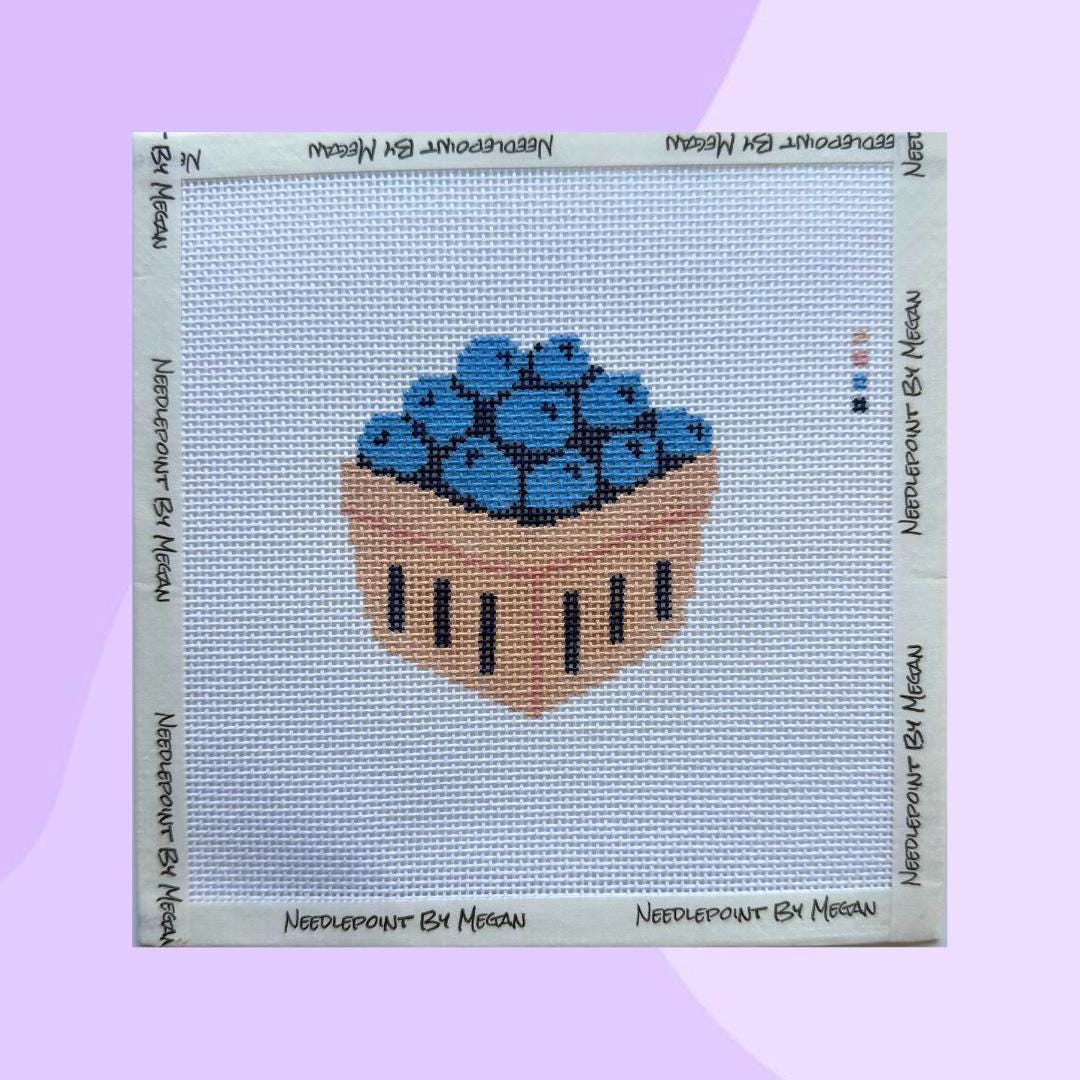 Blueberry Basket Needlepoint Canvas: Hand-painted 3" Design - Etsy