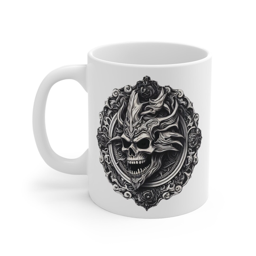 Screaming Demon Skull Coffee Mug, Gothic Ceramic Mug (11oz) - Etsy