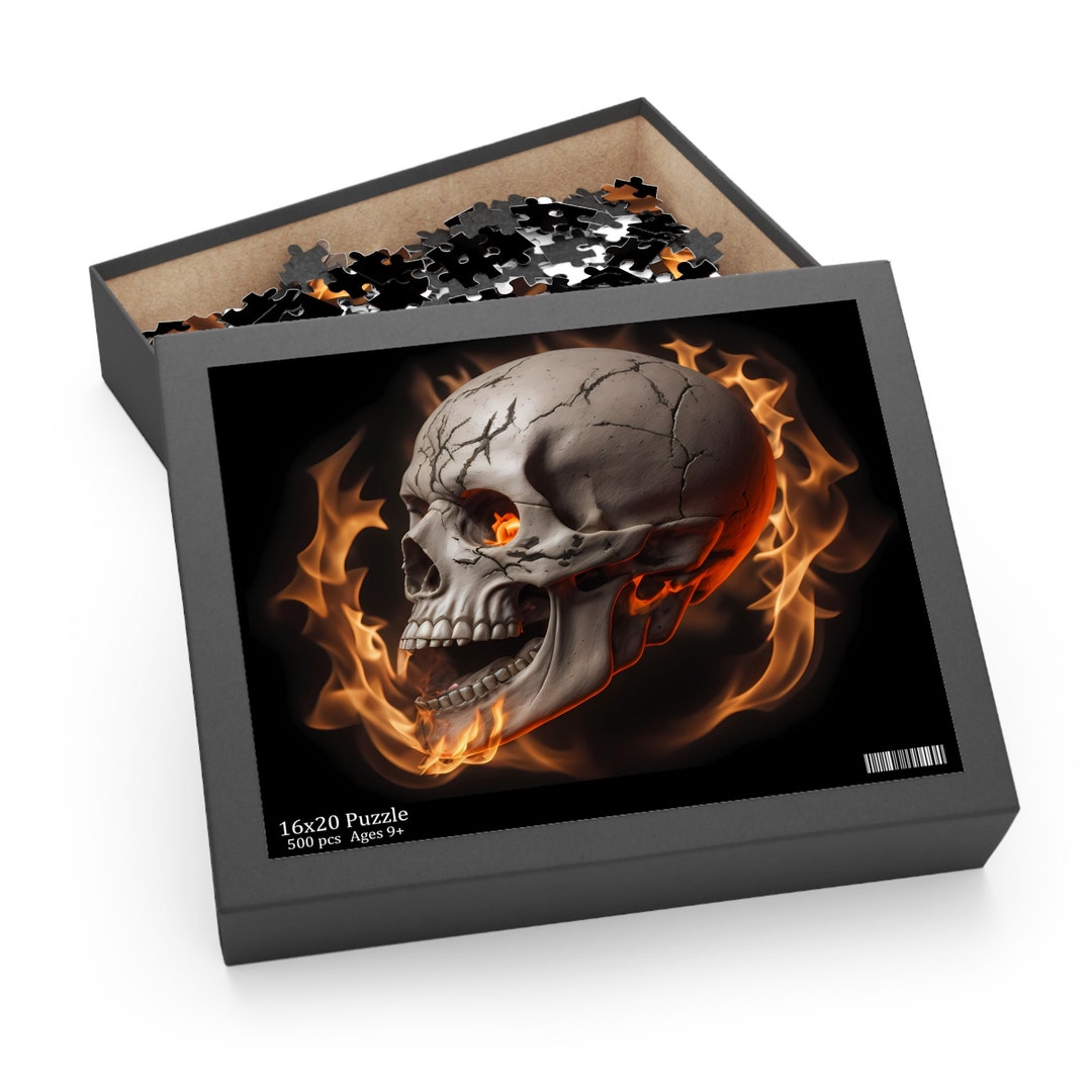 Flaming Skull Jigsaw Puzzle (120, 252, 500-piece), Skull Puzzle, Puzzle ...