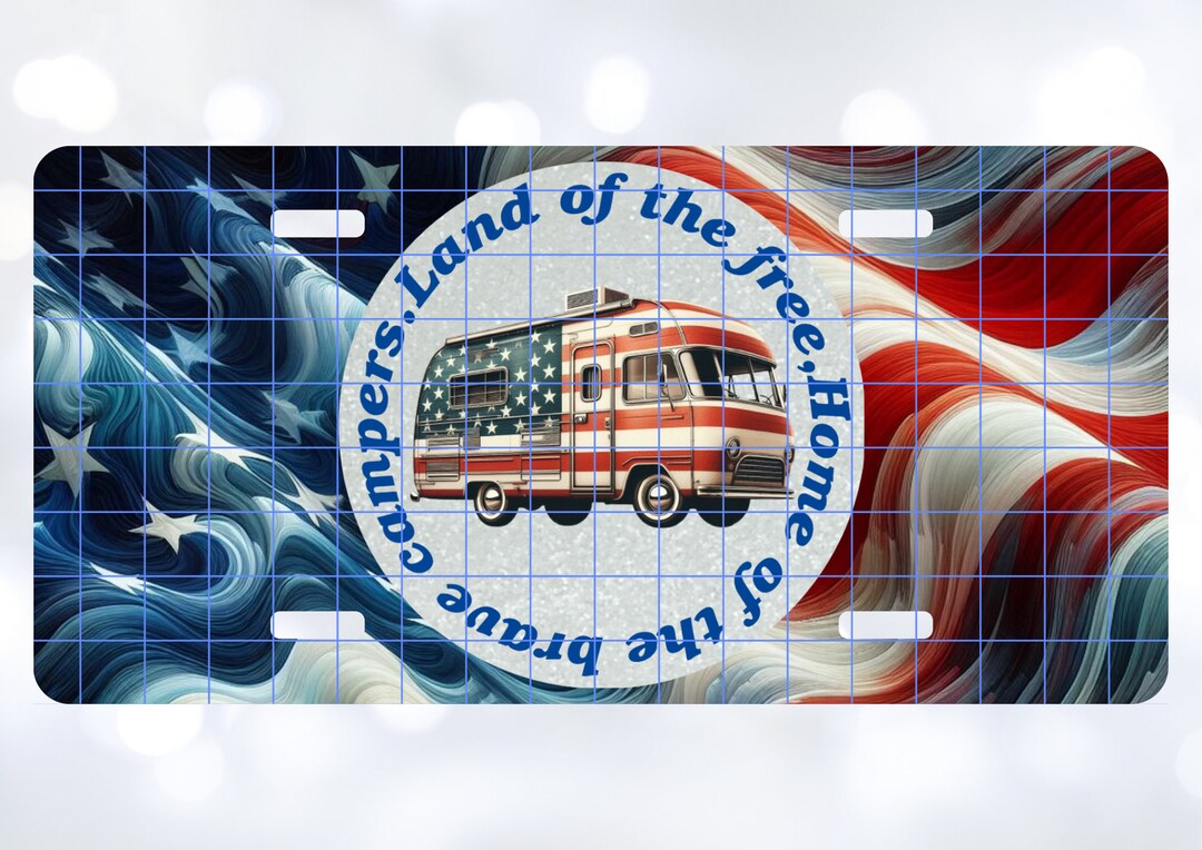 12in. Land of the Free Camper License Plate Digital Download - Etsy