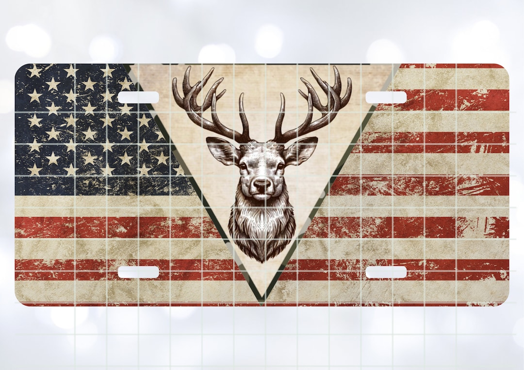 12in. American Flag With Deer License Plate Digital Download - Etsy