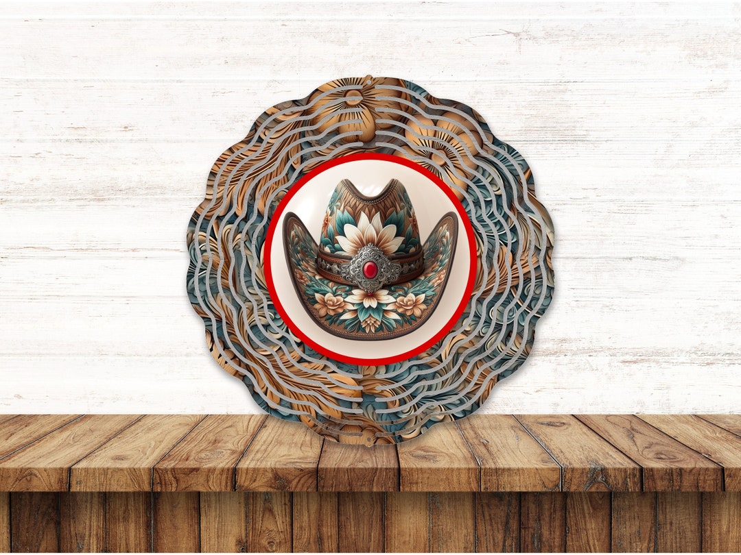 10in. Tan and Teal Cowboy Hat Wind Spinner Digital Download - Etsy