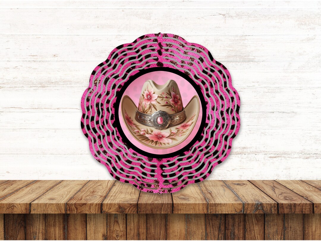 10in. Pink Flower Cowboy Hat Wind Spinner Digital Download - Etsy