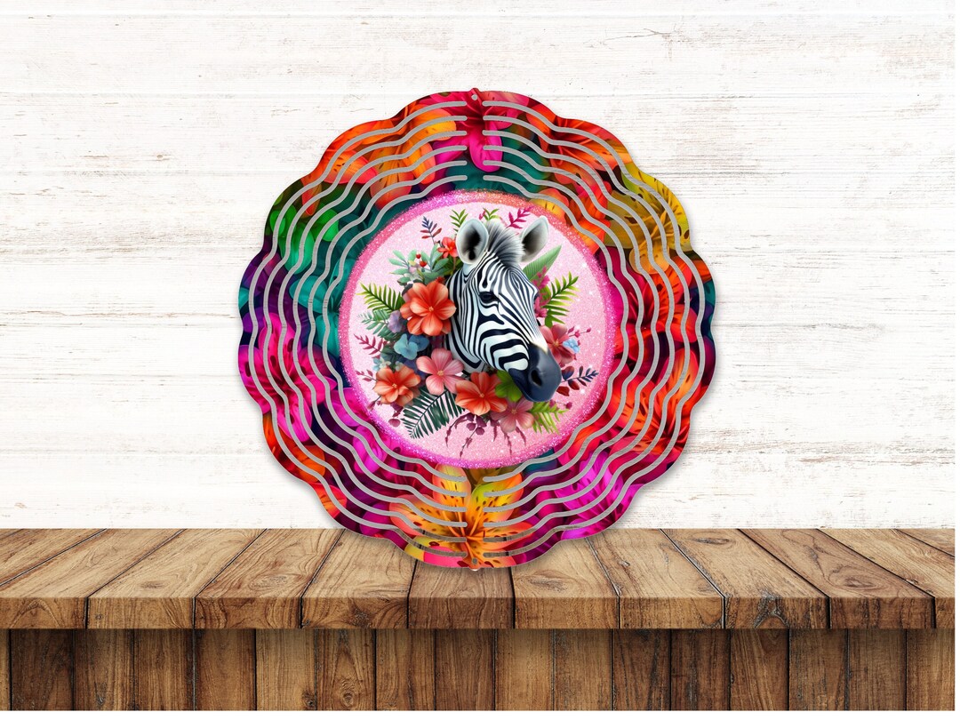 10in. 3D Zebra With Flowers Wind Spinner Digital Download - Etsy