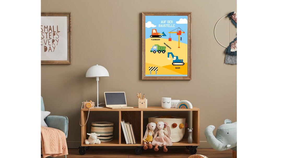 KINDER FAHRZEUGE BAGGER Poster Bild - Etsy