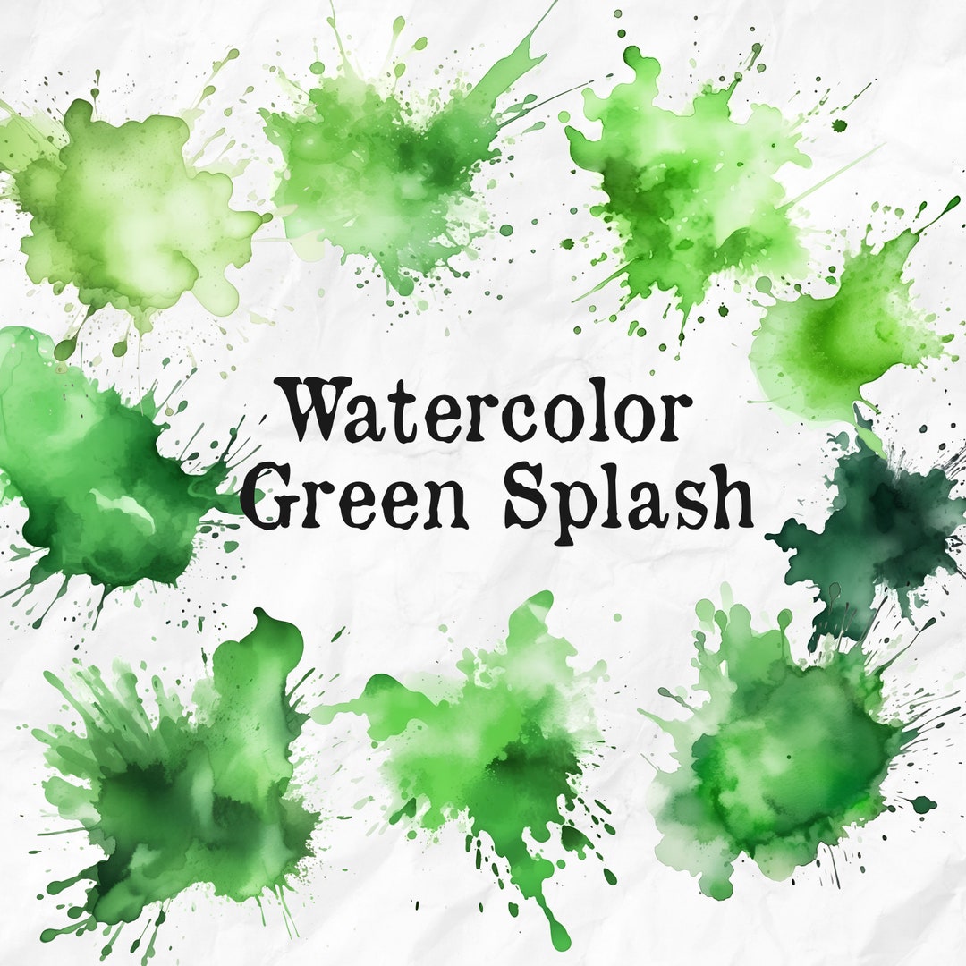 Green Watercolor Splash, Scrap Booking, Watercolor Clipart, Alcohol Ink ...