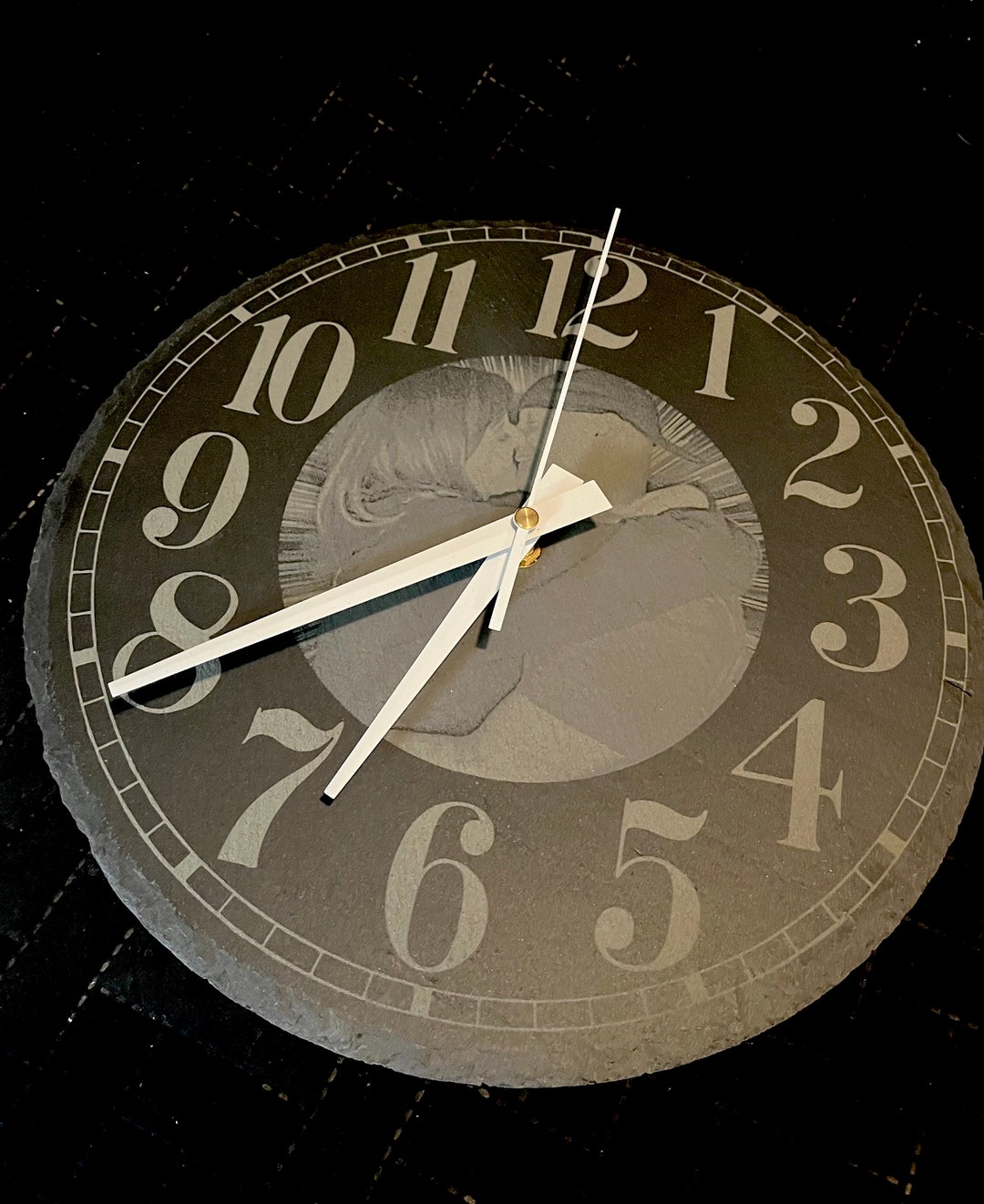 Custom Laser Engraved Black Slate Clock - Etsy