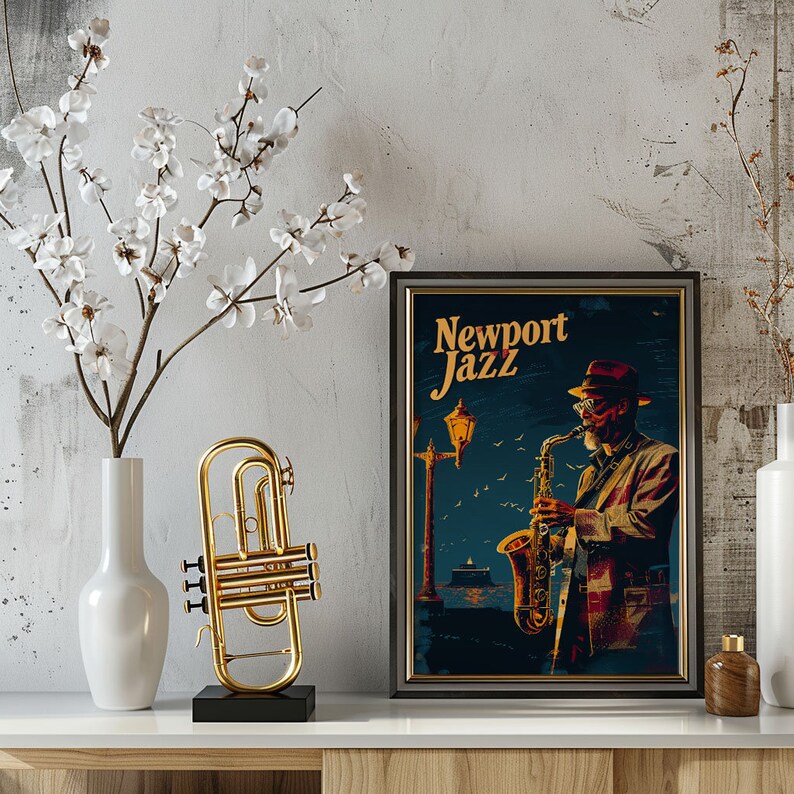 Newport Jazz Festival Poster Jazz Art Gift for Jazz Lover High Resolution Artwork Instant ...