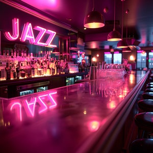 Pink Neon Jazz Sign Jazz Club Print Jazz Art Jazz Print Gift for Jazz ...