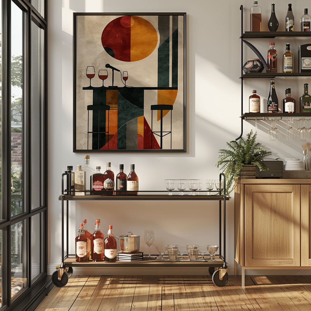 Jazz Inspired Bar Cart Art Musical Bar Art Home Bar Art Housewarming ...