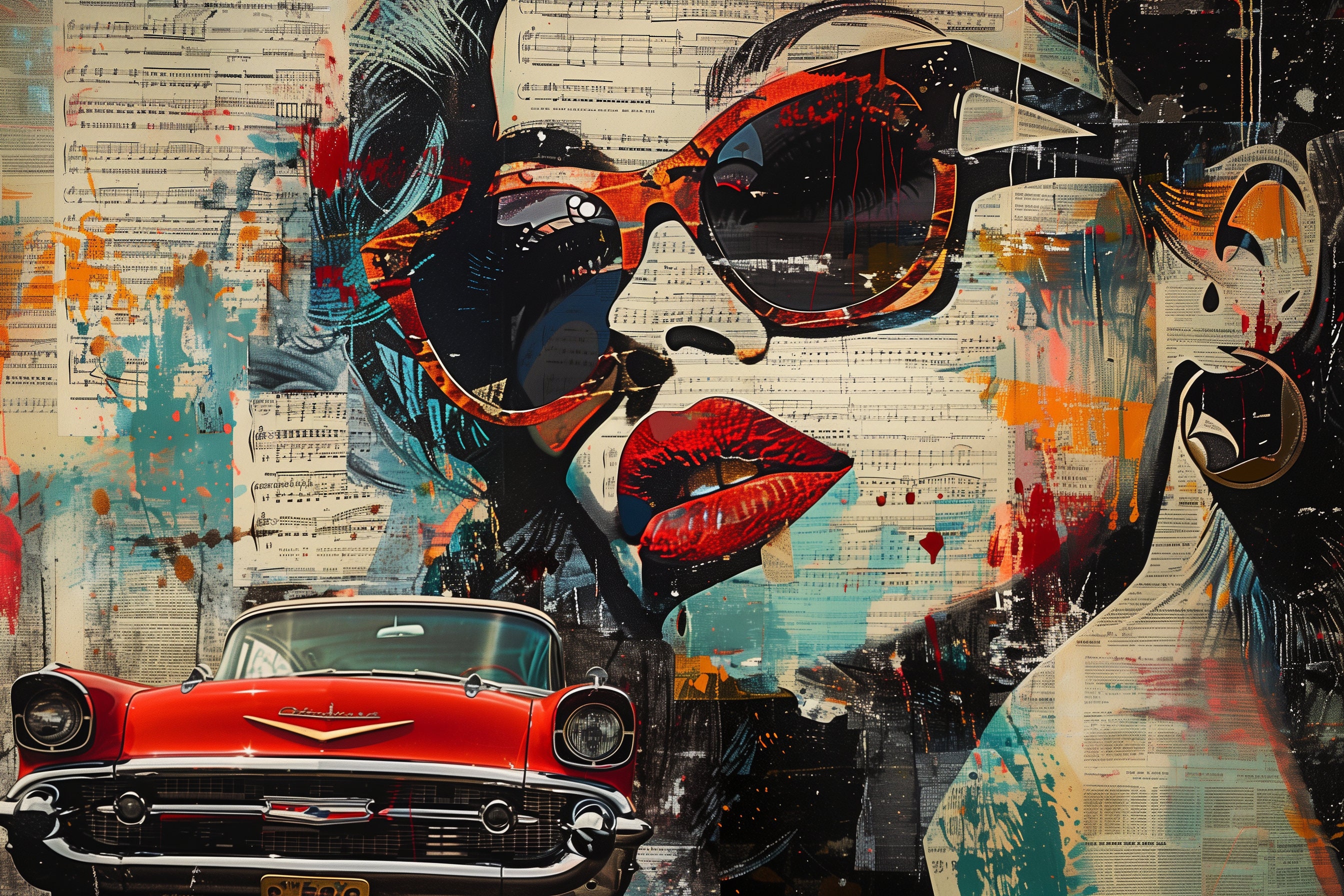 The Vibes of Jazz Jazz Art Collage Gift for Jazz Fans Hot Rod Art High ...